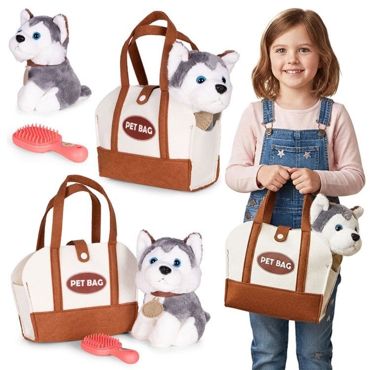 ECO TOYS Plišana igračka za decu, štene Husky, torba + četka za negu HC750229ID: EK000798007