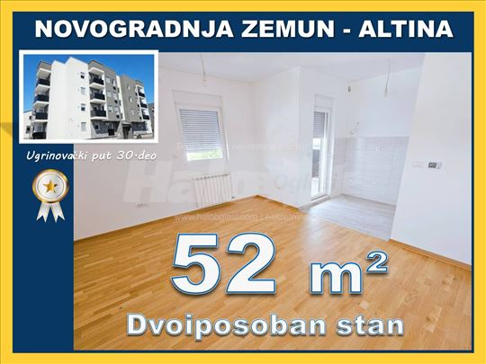 Altina, Zemun – nov dvosoban stan 52 m², useljiv