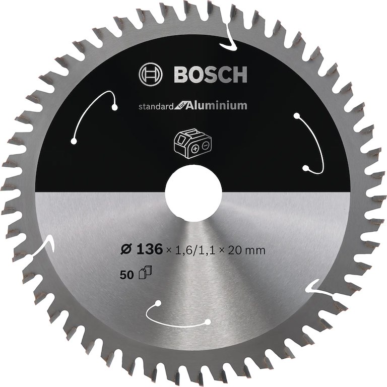 Bosch Listovi kružne testere Standard for Aluminium list kružne testere za akumulatorske testere 136x20mm, 2608837754