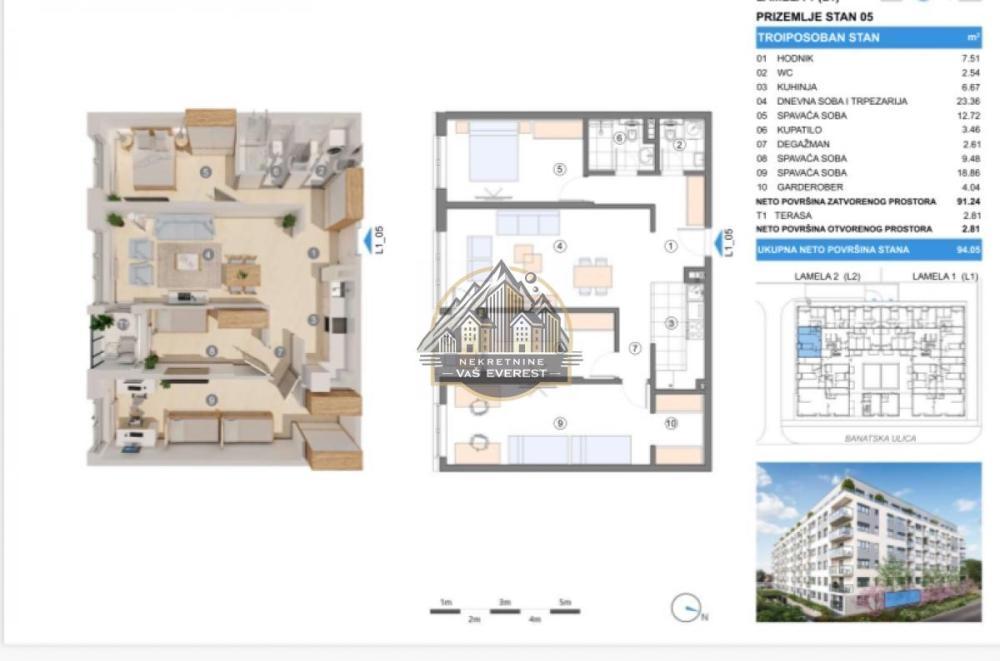 Troiposoban stan na prodaju, 94m2, 249.233€