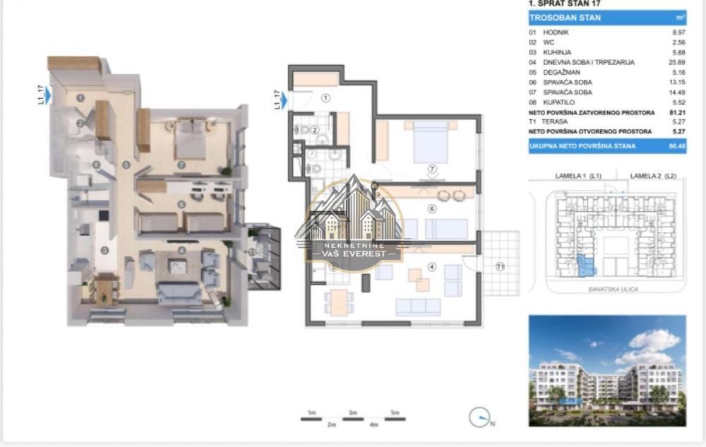 Trosoban stan na prodaju, 86m2, 263.764€