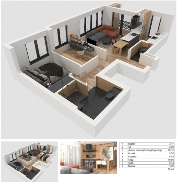 Karpoševa, Trosoban stan na prodaju, 69m2, 2.430.075€