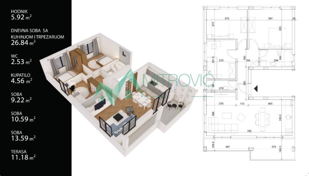 Četvorosoban stan na prodaju, 84m2, 172.186€