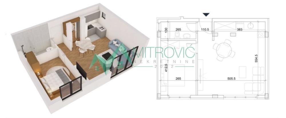 Dvosoban stan na prodaju, 41m2, 71.931€
