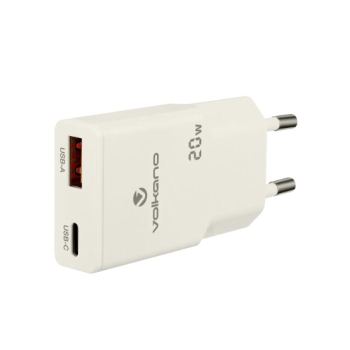 Kućni punjač Volkano Mighty Series VK-8063-WT GaN 20W USB-A + USN-C