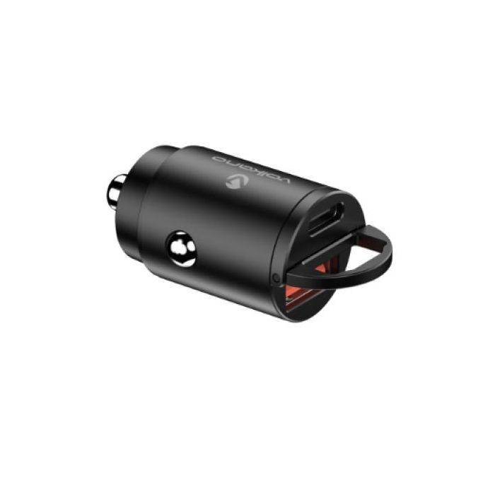 USB auto punjač Volkano Obscurix Series VK-8007-BK 30W USB-A + USB-C