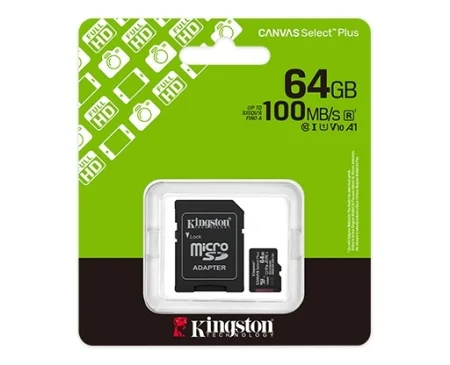 Micro SD 64GB KINGSTON Canvas Select Plus SDCS3/64GB, sa adapterom, UHS-I, class 10, 100MB/s read
