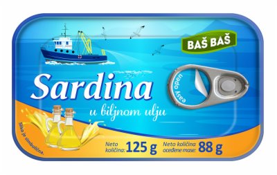 SARDINE U BILJNOM ULJU BAŠ BAŠ 125G