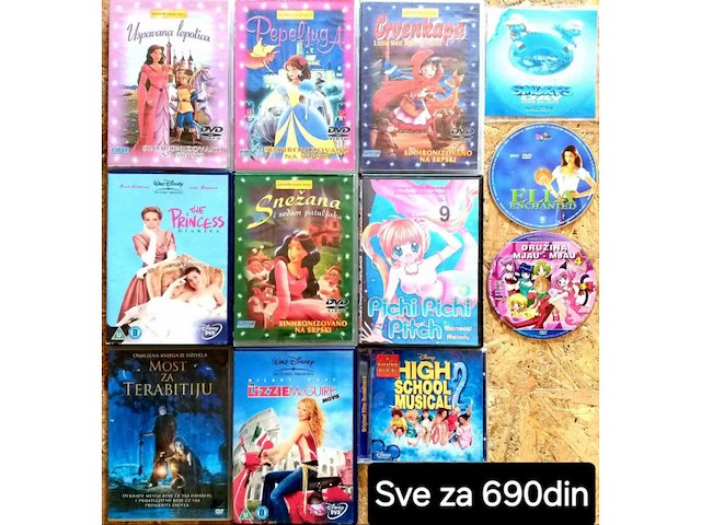 DVD crtaći Snežana Pepeljuga Crvenkapa Mjau Mjau