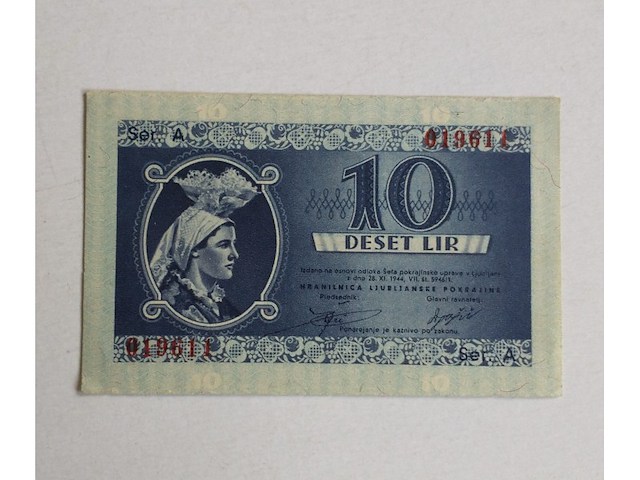 novčanica 10 LIRE 1944. OKUPACIJA
