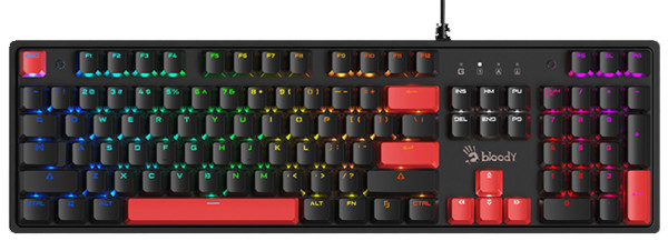 X-A4-S510R A4Tech Bloody MEHANICKA Gejmerska tastatura black, USB, US layout Fire Black / BLMS Red