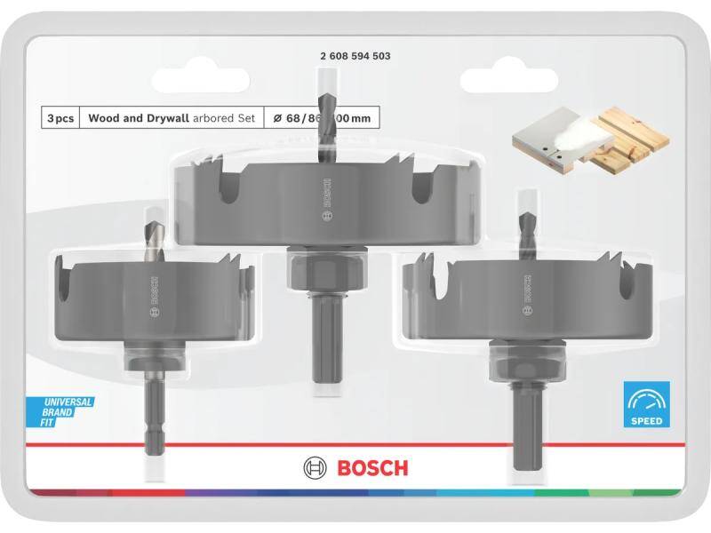 BOSCH SET TESTERA ZA OTVORE SA DRŽAČEM ZA DRVO I GIPS, 3 DELA, 2608594503