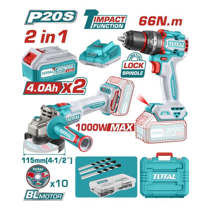 TOTAL TCKLI20273E SET AKU BUSILICA I BRUSILICA