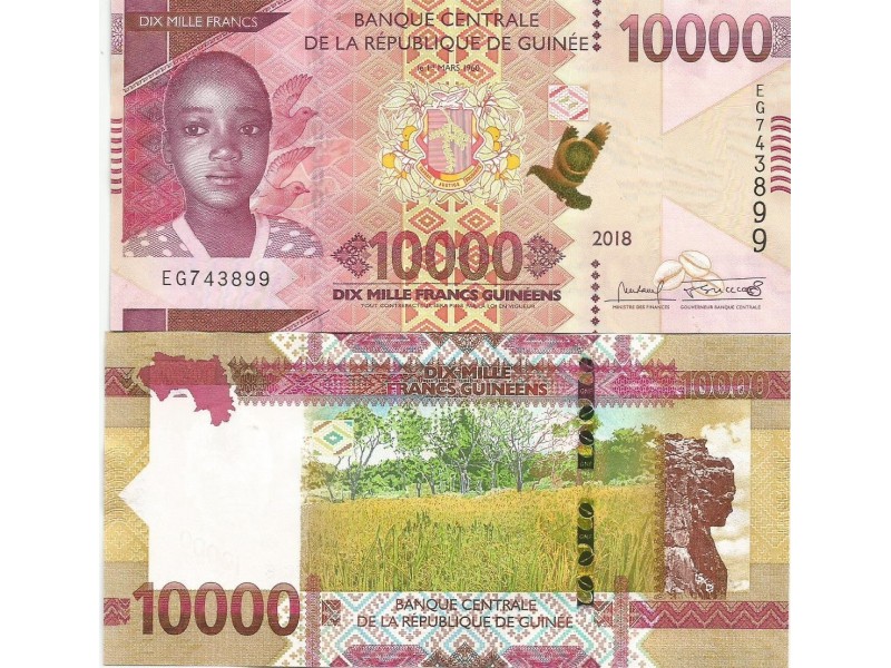 Guinea 10.000 francs 2018. UNC