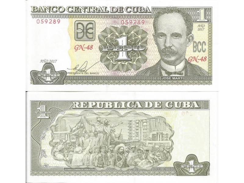 CUBA KUBA 1 peso 2017. UNC