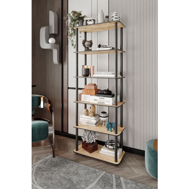 HANAH HOME Polica za knjige Bookcase 6 Rect, krem