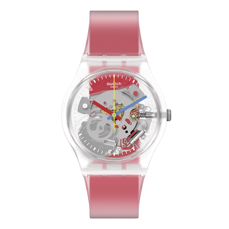 SWATCH Clearly Red Straped Kvarcni sat