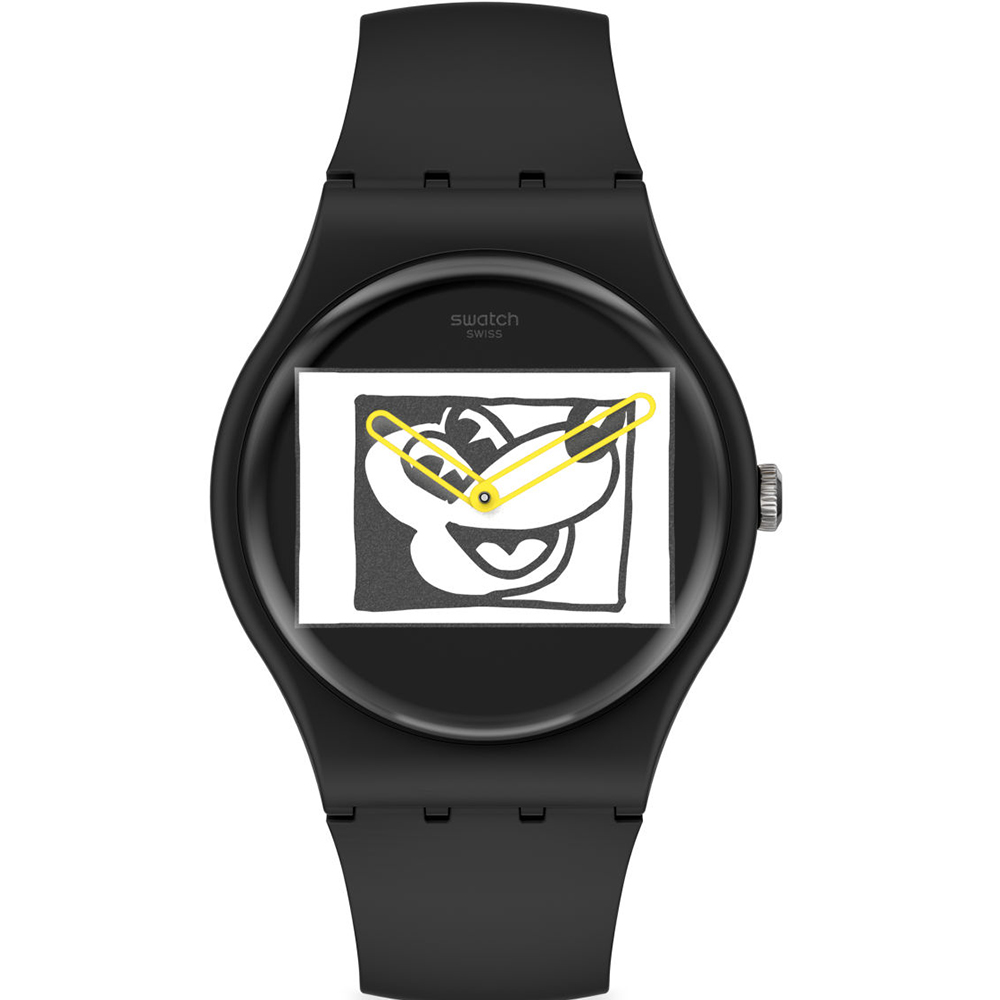 SWATCH Mickey Blanc sur Noir Kvarcni sat