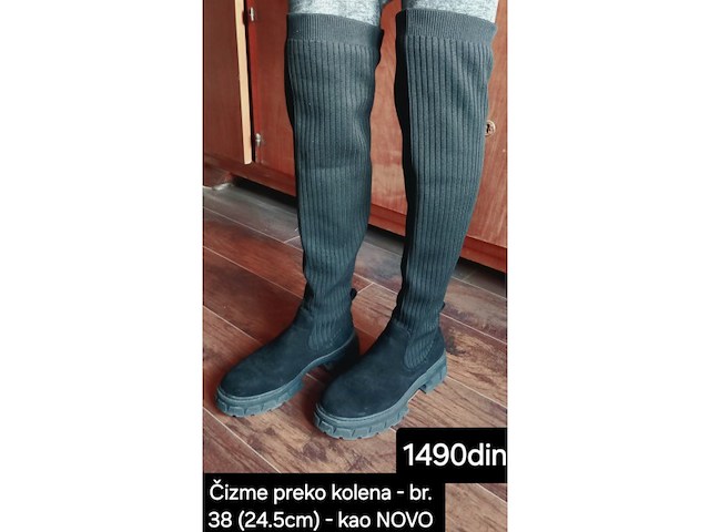 Čizme preko kolena crne br. 38 - kao NOVO