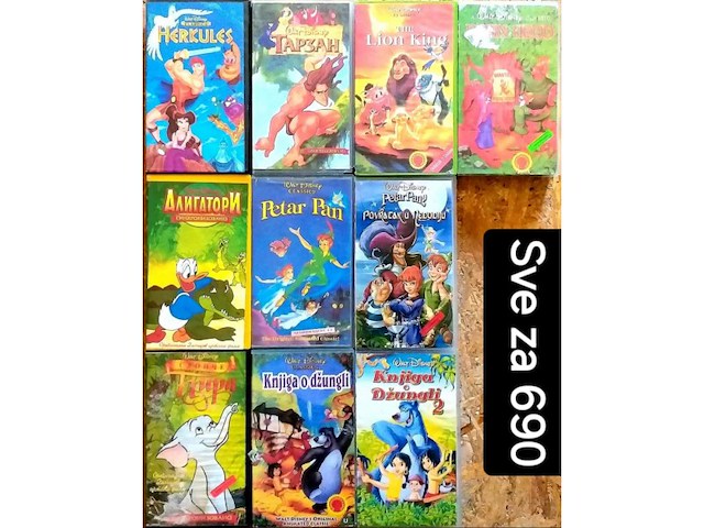 VHS crtaći Dizni Tarzan Petar Pan Knjiga o džungli Ćira