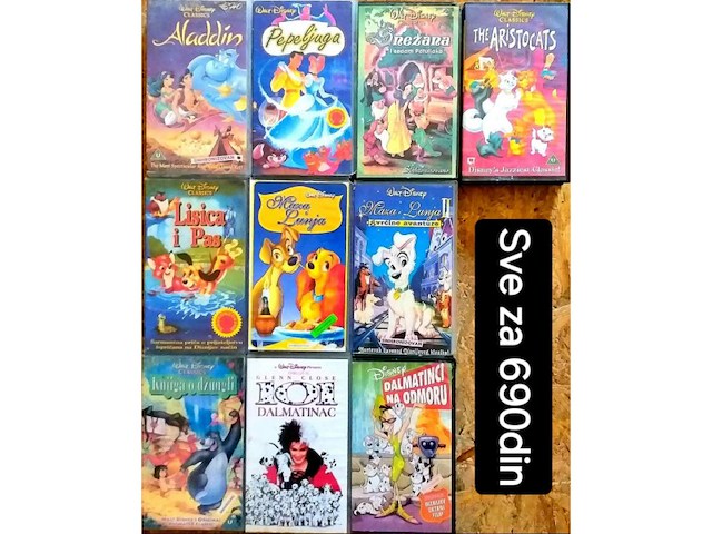 VHS crtaći Dizni Maza Lunja Snežana Pepeljuga Aladin