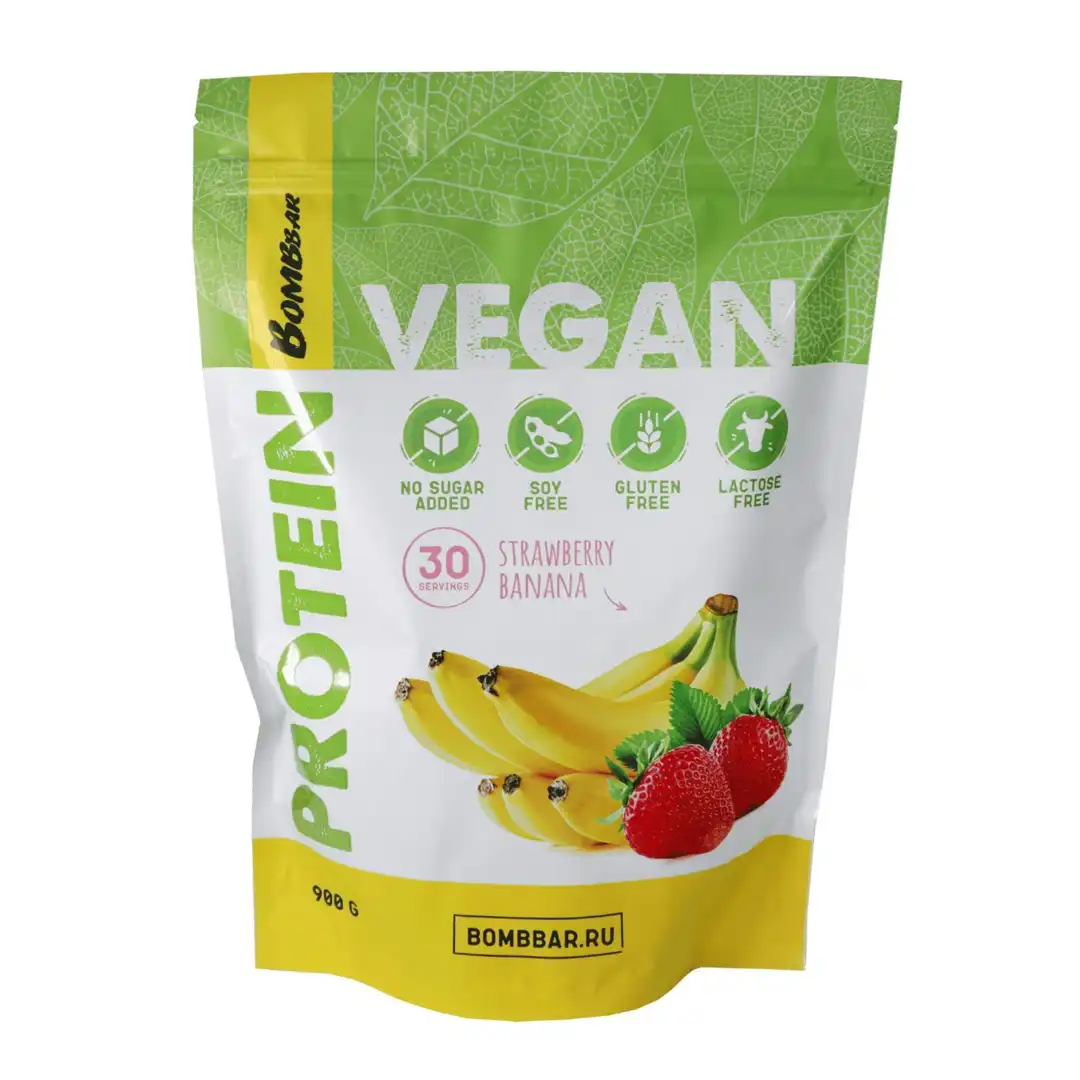 BOMBBAR VEGAN PROTEIN JAGODA-BANANA-SMUTI 900g