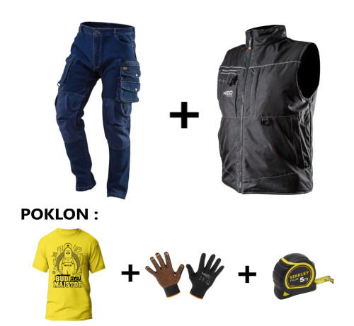 NEO AKCIJA 4 - Radne teksas pantalone +Prsluk