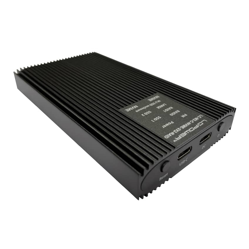 Enclosure for two NVME M.2 LC POWER LC-M2-C-NVME-2×2-RAID USB-C with Raid-Funktion, 22×80/60/42/30, USB 3.2 Gen. 2×2, black