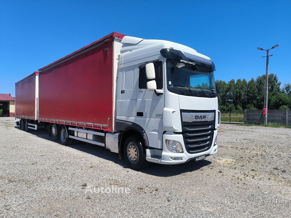 DAF XF530/ ACC/ ZESTAW PRZESTRZENNY 120m/ RETARDER/ LODÓWKA kamion sa klizna zavesa cerada + prikolica sa kliznom ceradom