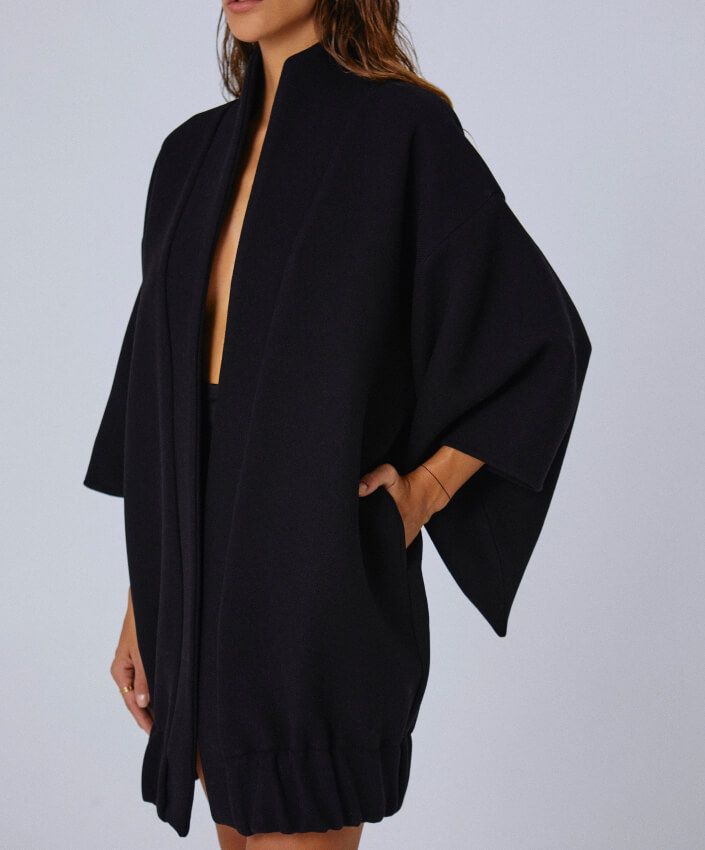 kimono jacket black long