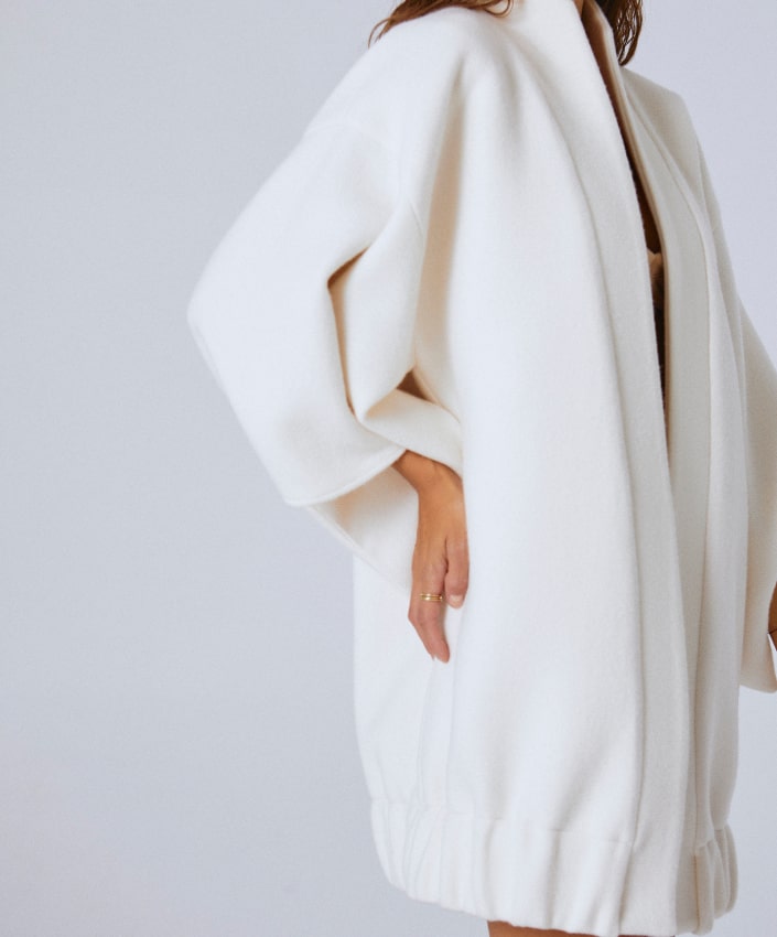 kimono jacket milk white long