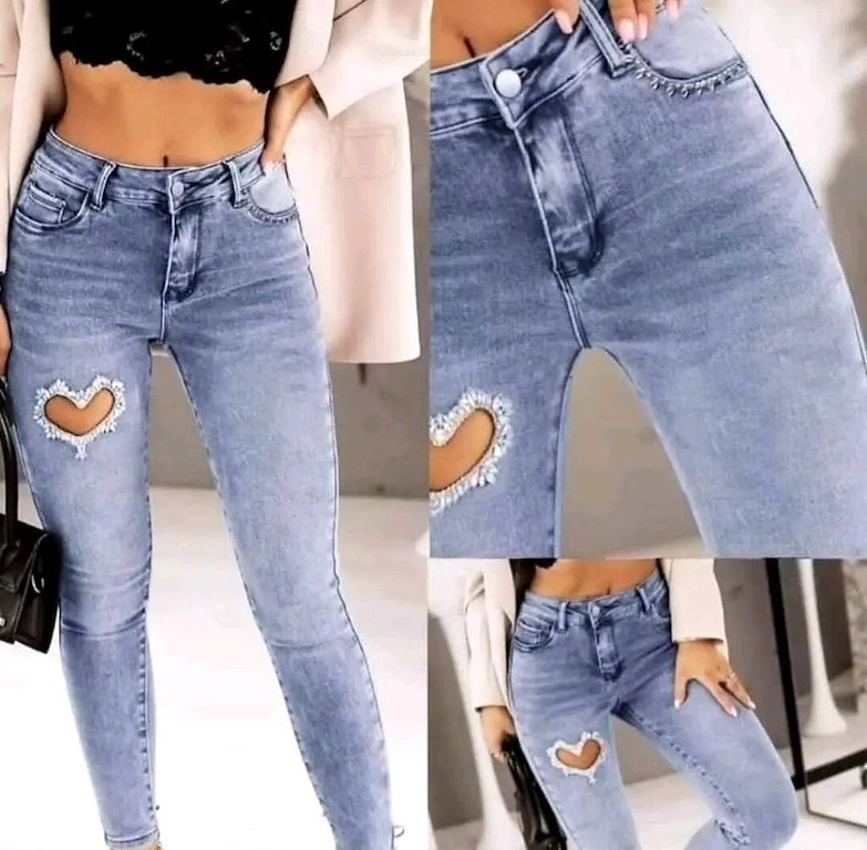 Ženske pantalone – 2 modela 1) Skinny farmerke s izrezom u obliku