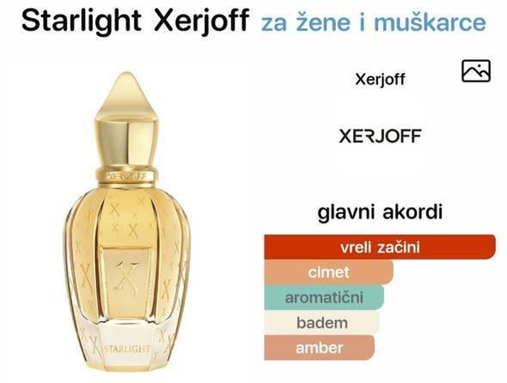 Xerjoff Starlight je uniseks parfem koji pripada orijentalnoj