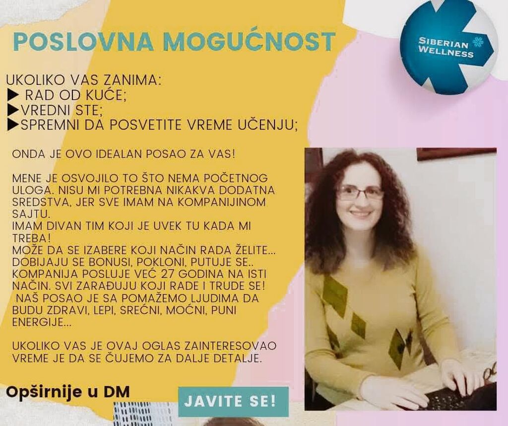 Poslovna mogućnost – Siberian Wellness - Rad od kuće - Za vredne