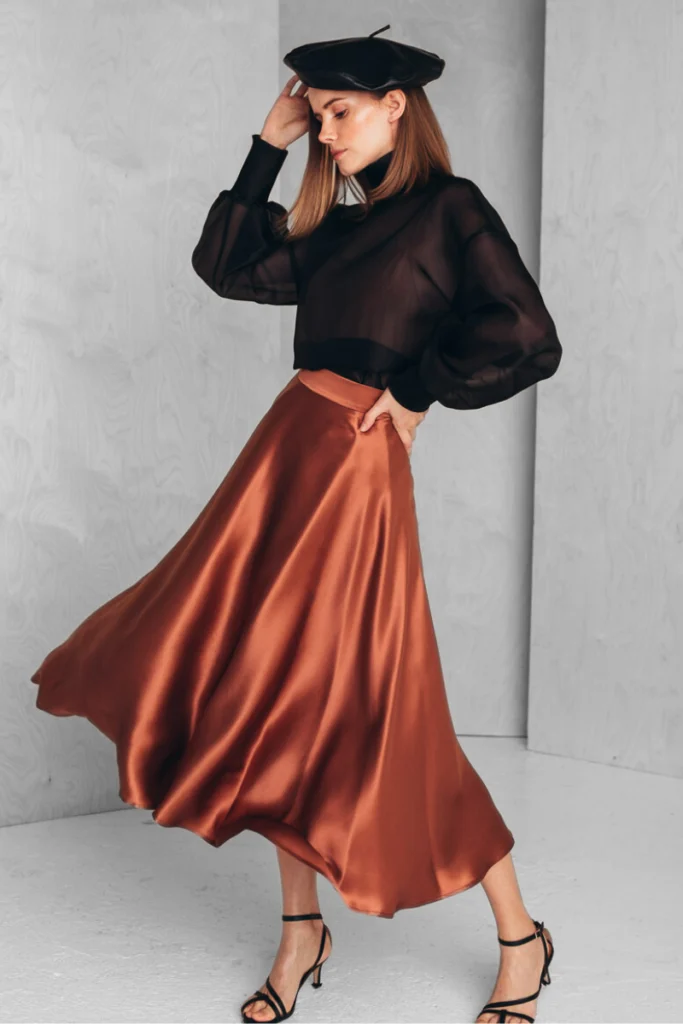 Fluttering Midi Silk A Skirt