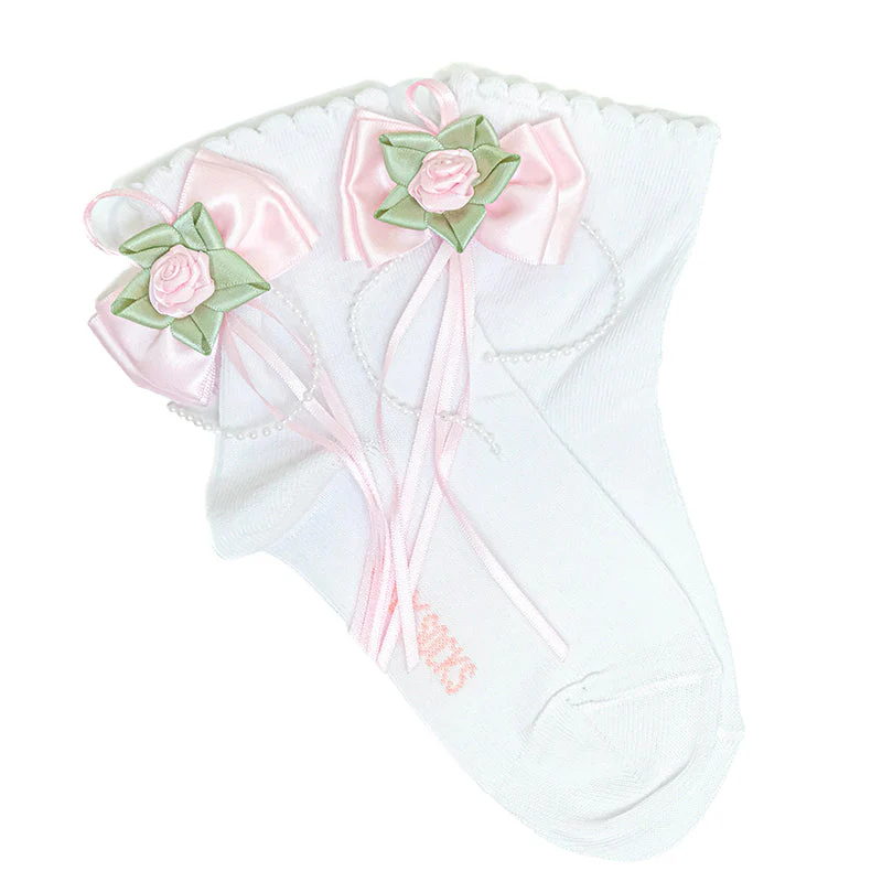 Formal socks with bow and rose