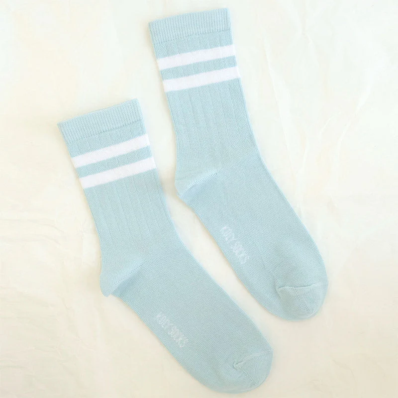 Light blue socks with two stripes