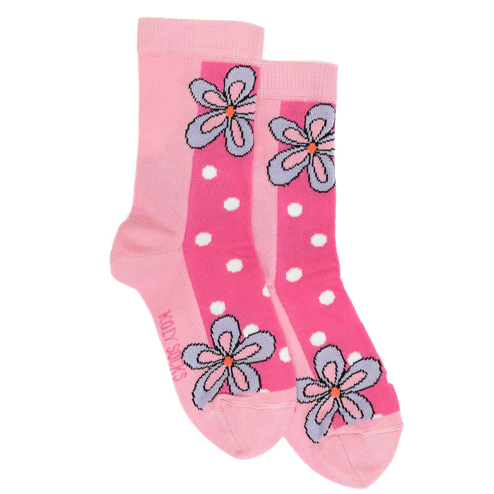 Floral socks with polka dots