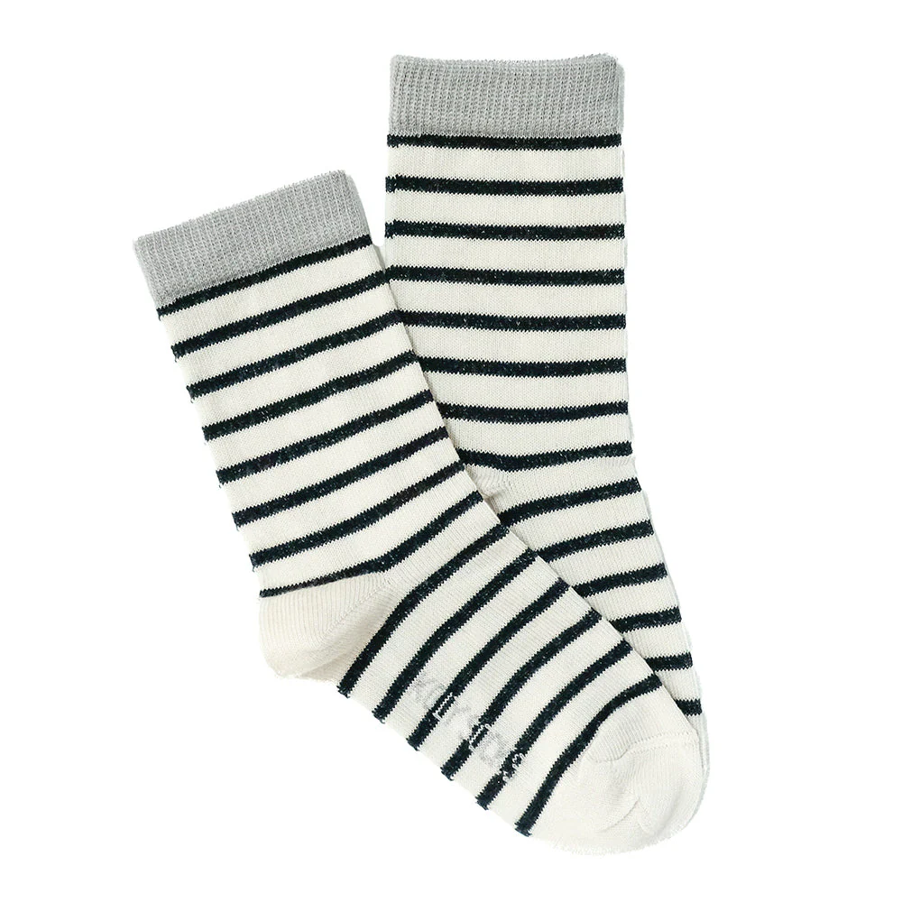 Navy striped cream socks