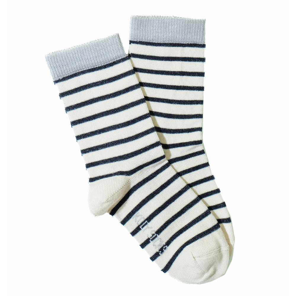 Navy striped cream socks