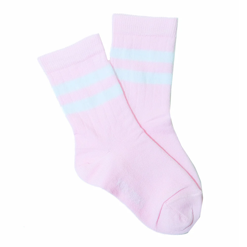 Pink socks with two stripes