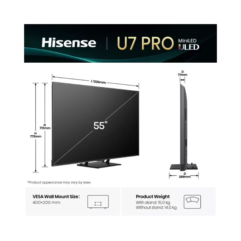 HISENSE 55 inča 55U7Q PRO ULED Mini-LED 4K UHD Smart TV
