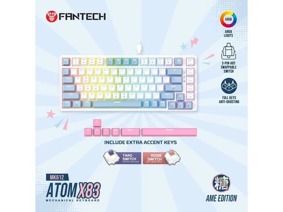 Fantech Mehanička tastatura Gaming MK612 Atom x83 AME (rosie switch)