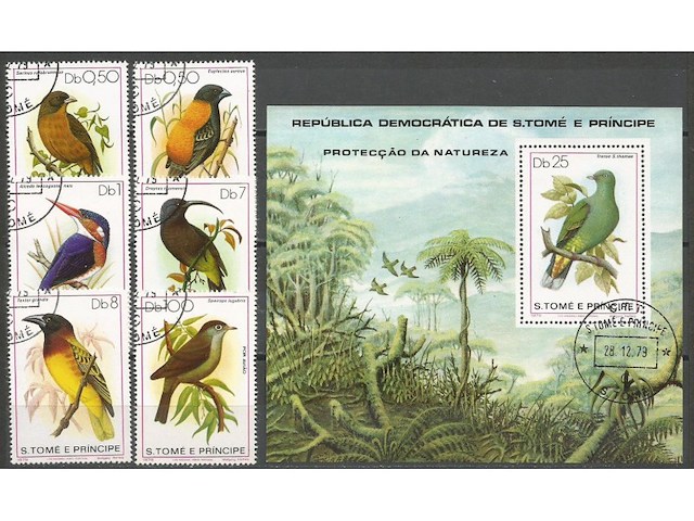 Sao Tome i Principe,Ptice 1979.,set+blok,žigosano
