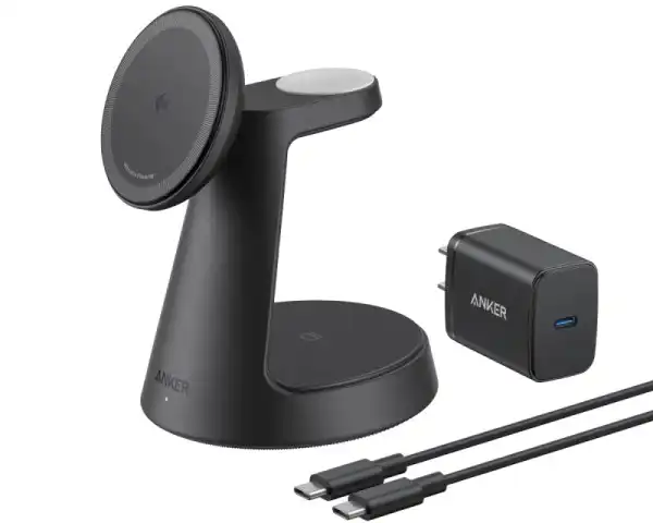 ANKER MagGo Bežični Dock Stand 3u1, sa kablovima i zidnim punjačem, crni