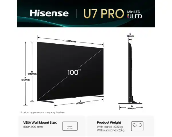 HISENSE 100'' 100U7Q PRO Mini-LED 4K UHD Smart TV