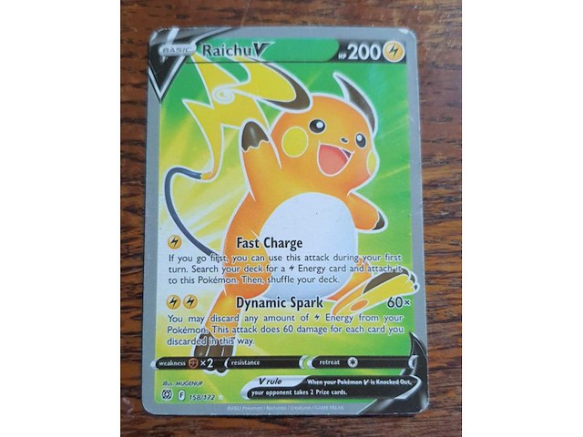 Pokemon kartice Raichu V (Full Art)