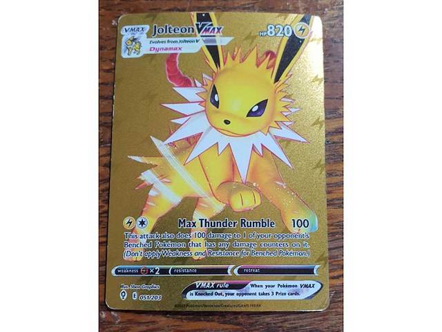 Pokemon kartice metal gold Jolteon VMAX