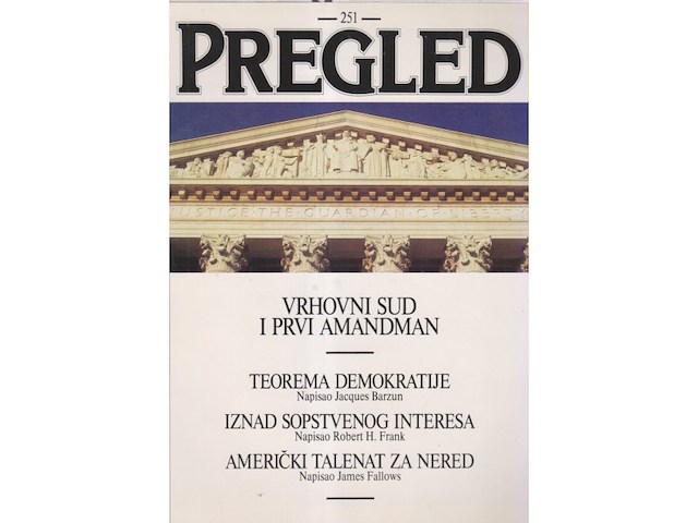 VRHOVNI SUD I PRVI AMANDMAN USA /PREGLED 251/1990