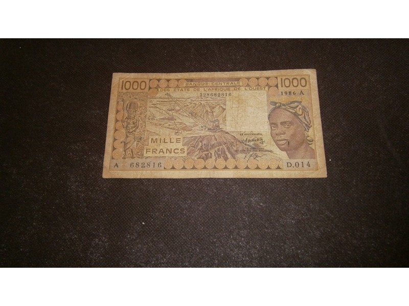 IVORY COAST 1000 FRANCS 1986